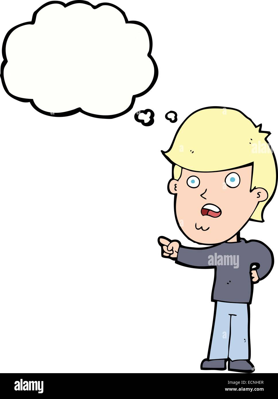 cartoon shocked man pointing with thought bubble Stock Vector Image ...