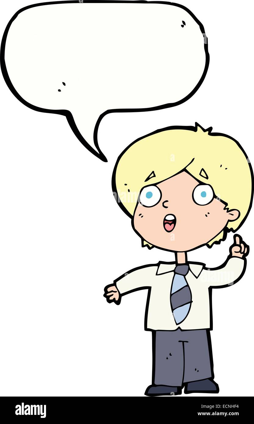 cartoon schoolboy answering question with speech bubble Stock Vector ...