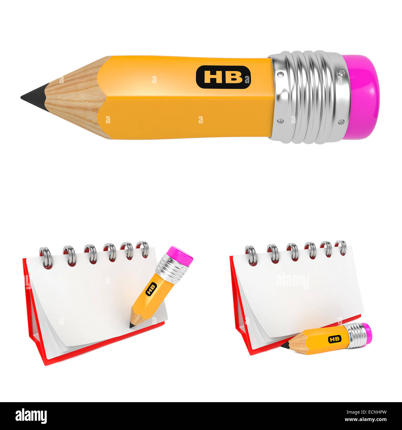 Set of Office Pencil and Notebook Stock Photo - Alamy