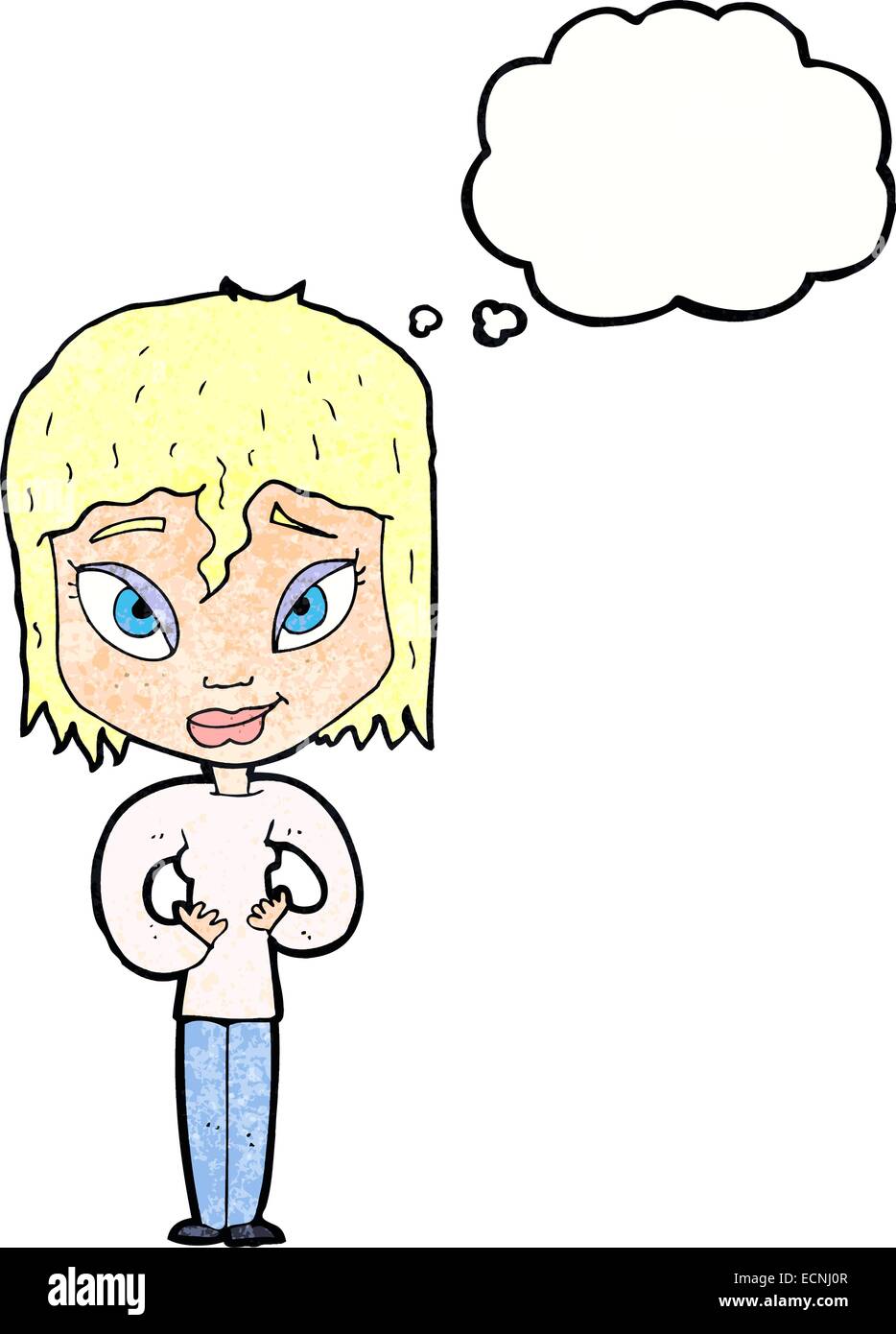 cartoon satisfied woman with thought bubble Stock Vector Image & Art ...