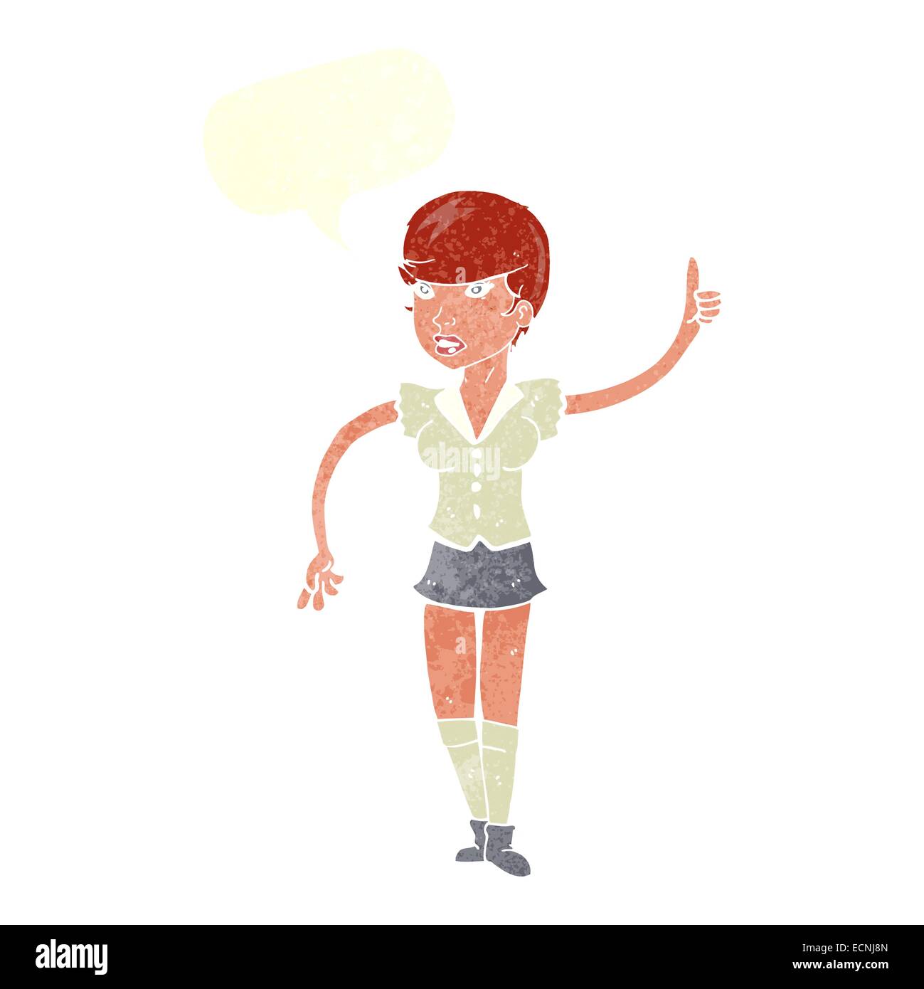 cartoon pretty girl asking question with speech bubble Stock Vector ...