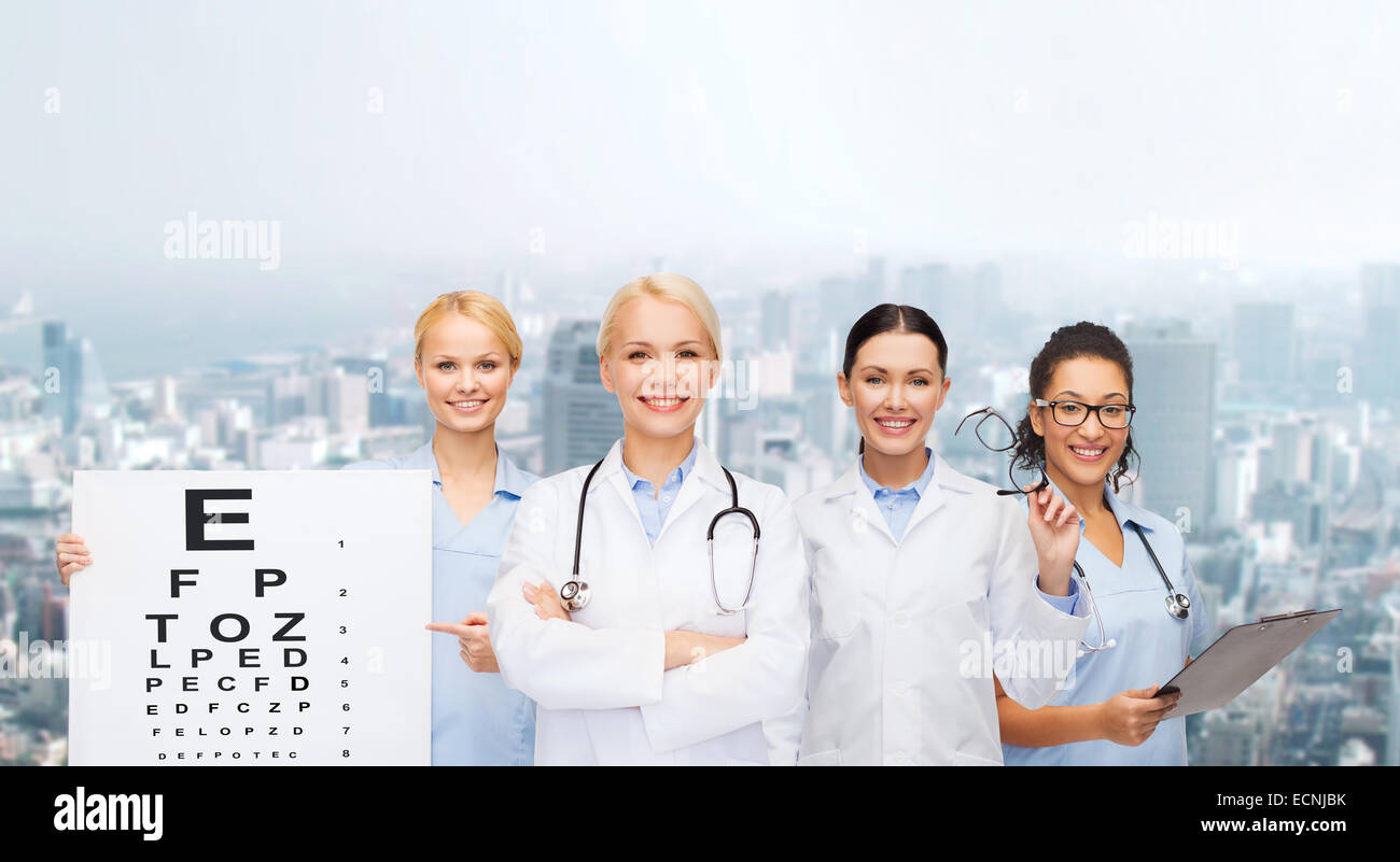 smiling female eye doctors and nurses Stock Photo - Alamy