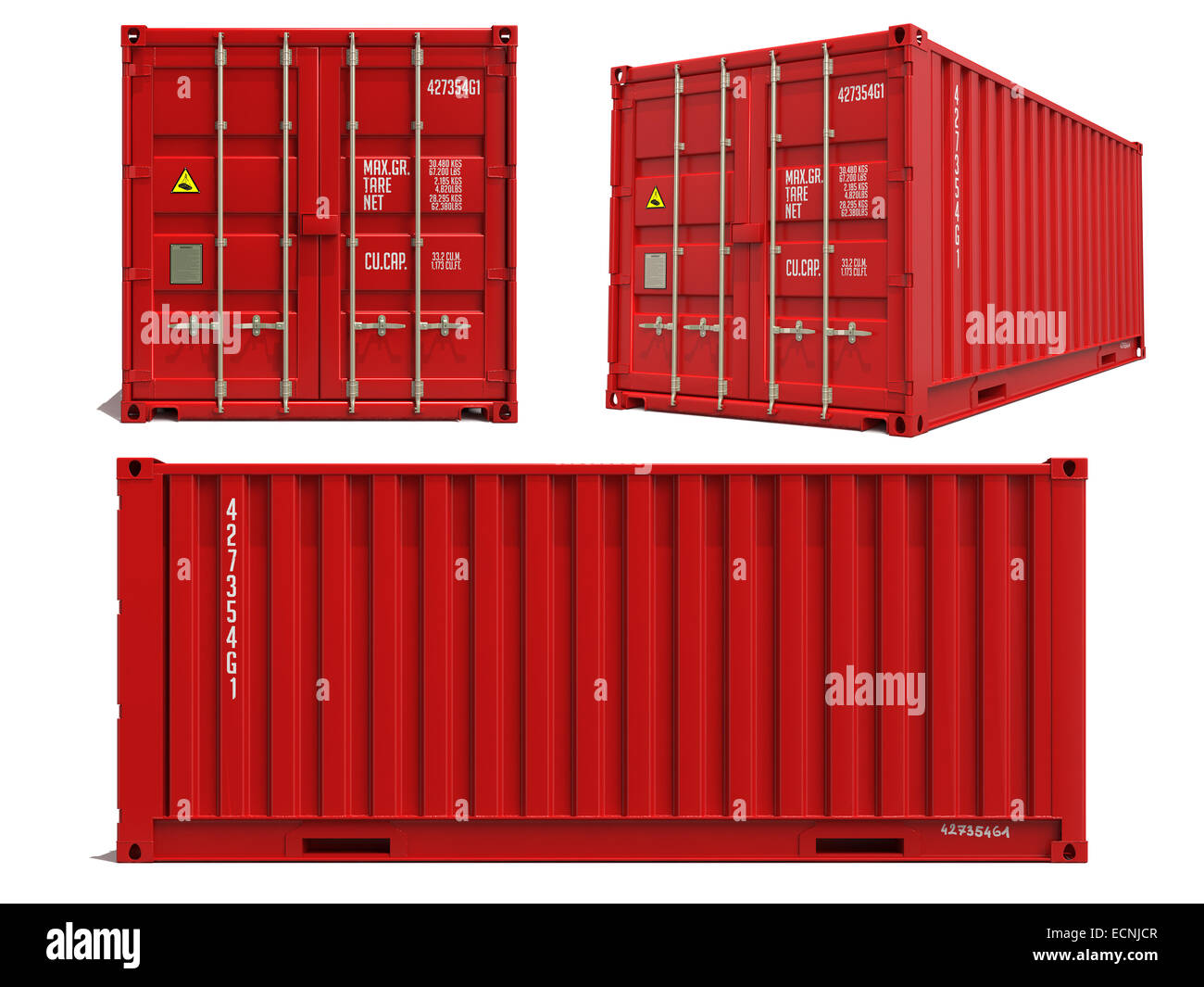 Red Container in 3D Isolated on White Stock Photo - Alamy