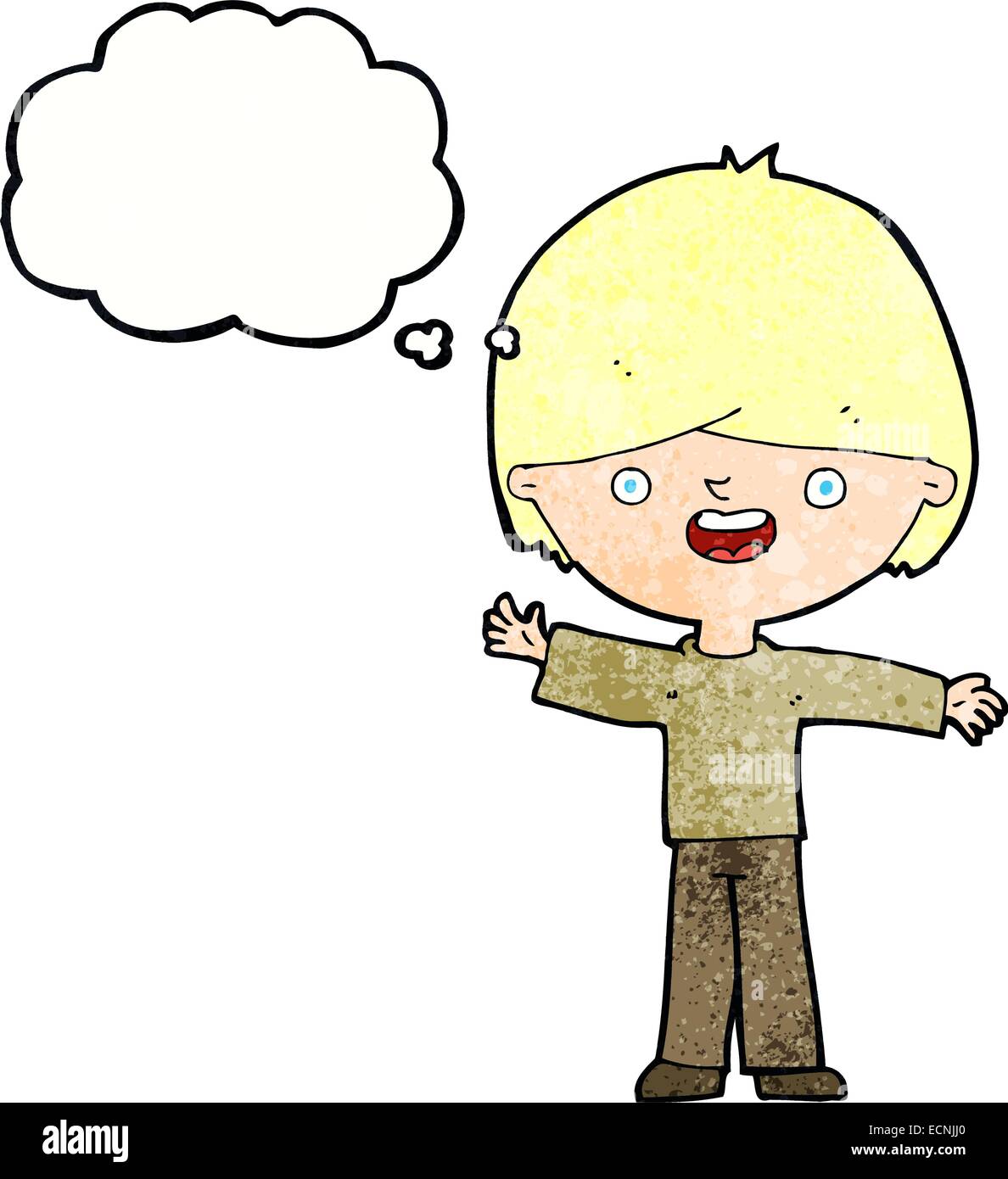cartoon happy boy with thought bubble Stock Vector Image & Art - Alamy