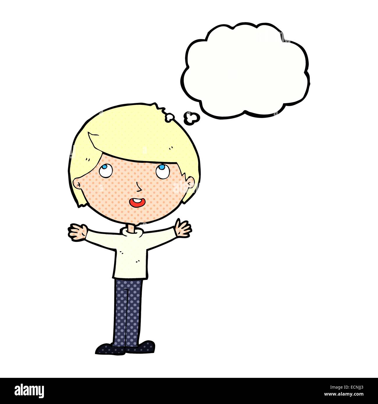 cartoon happy boy with thought bubble Stock Vector Image & Art - Alamy