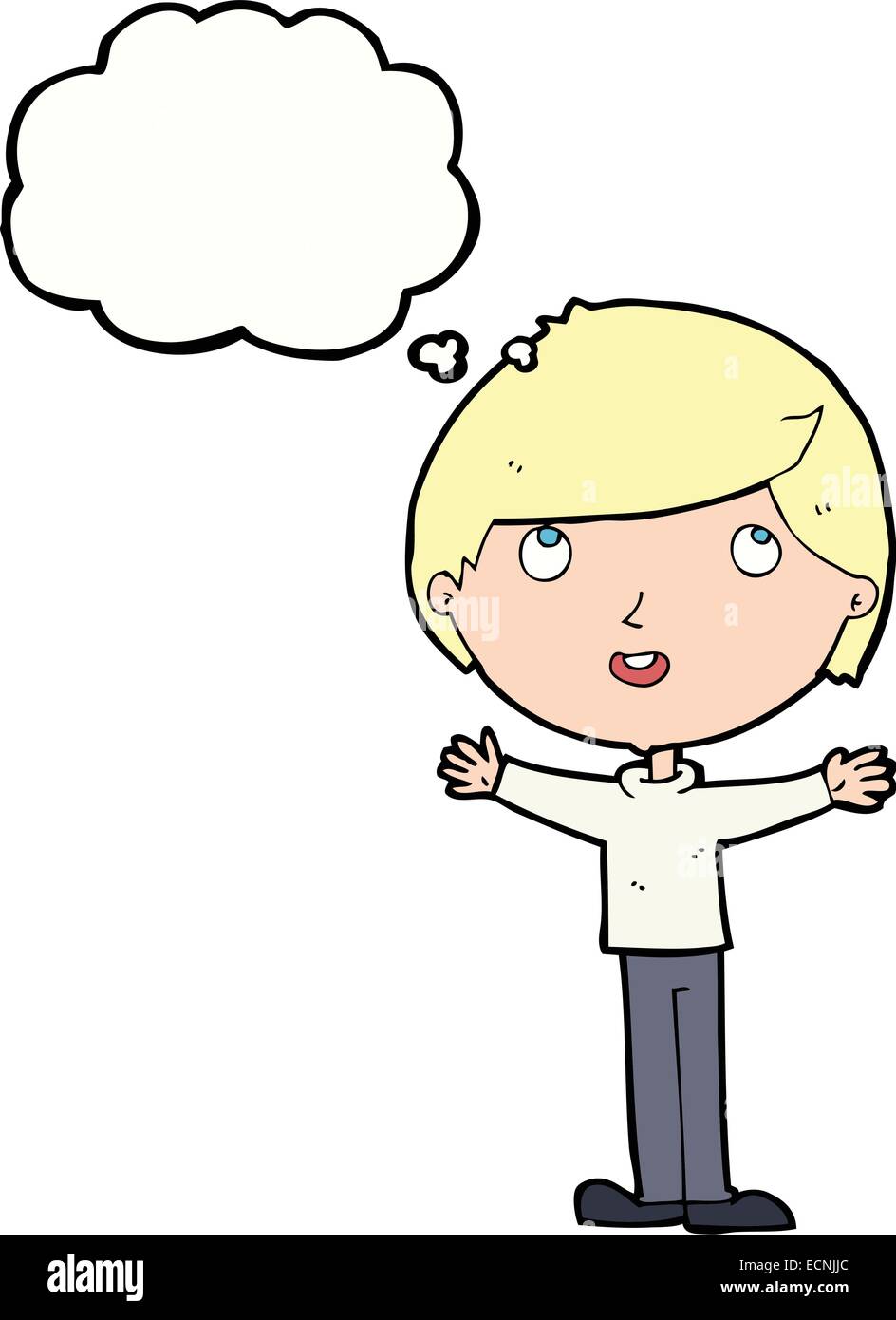 cartoon happy boy with thought bubble Stock Vector Image & Art - Alamy