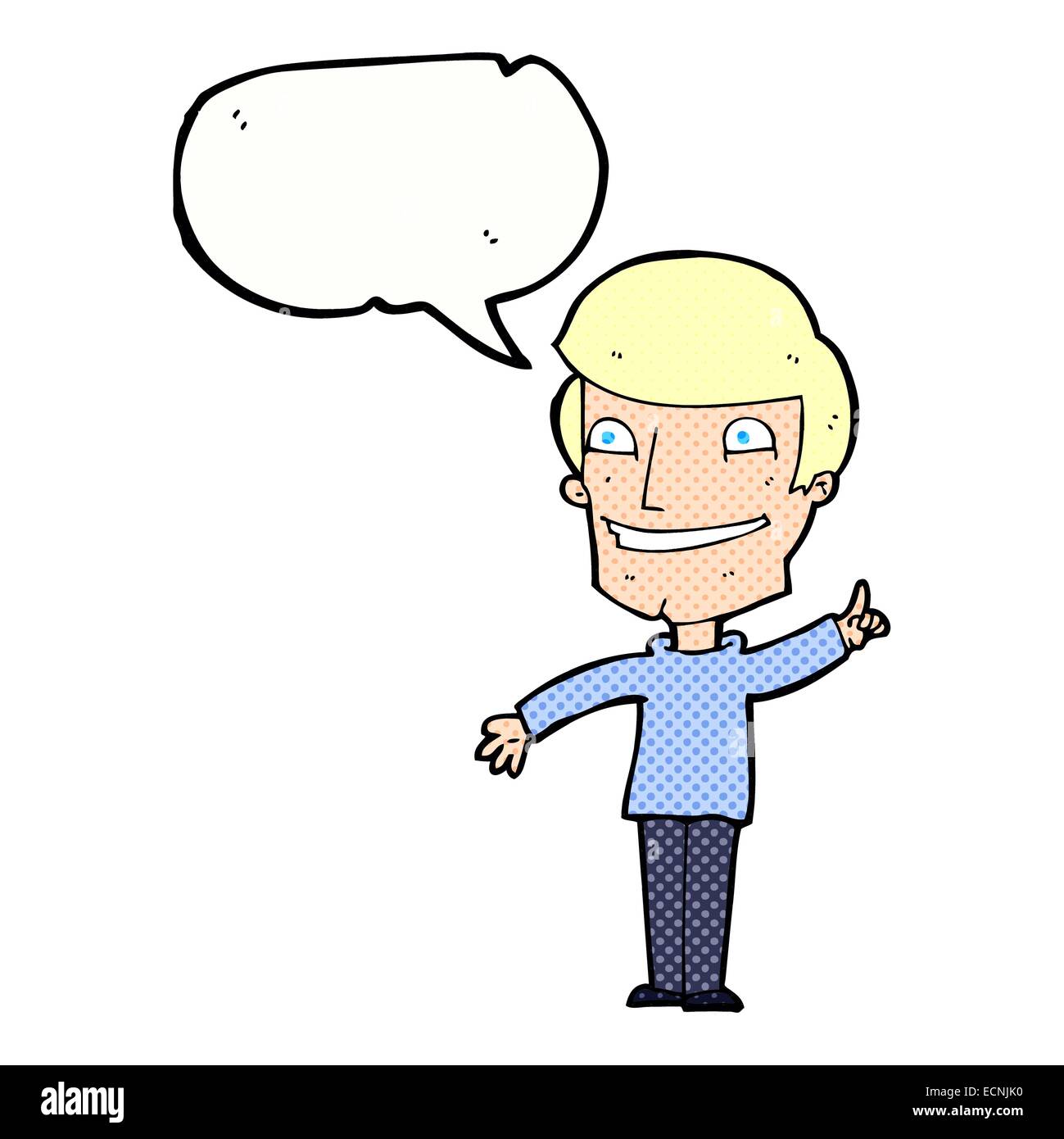 cartoon grinning man with idea with speech bubble Stock Vector Image ...