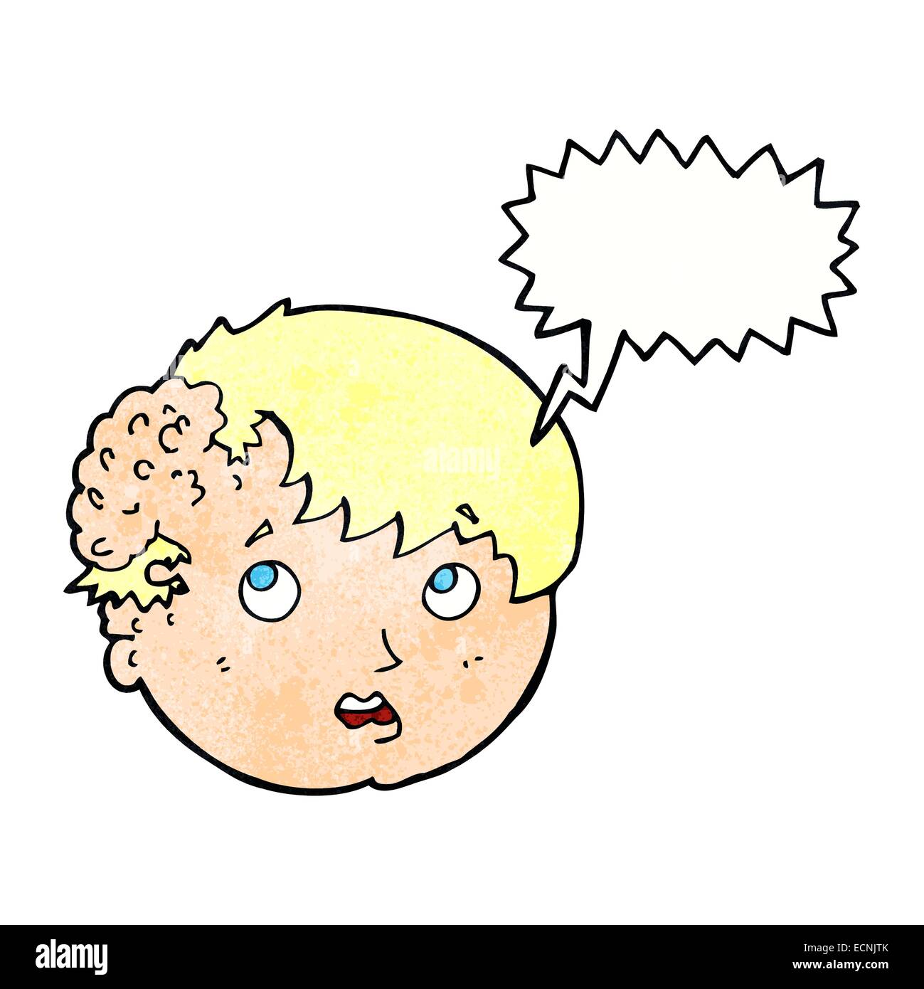 cartoon boy with ugly growth on head with speech bubble Stock Vector ...