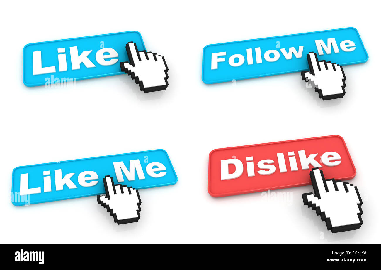 Like Concept - Web Buttons with Hand Cursor Stock Photo - Alamy