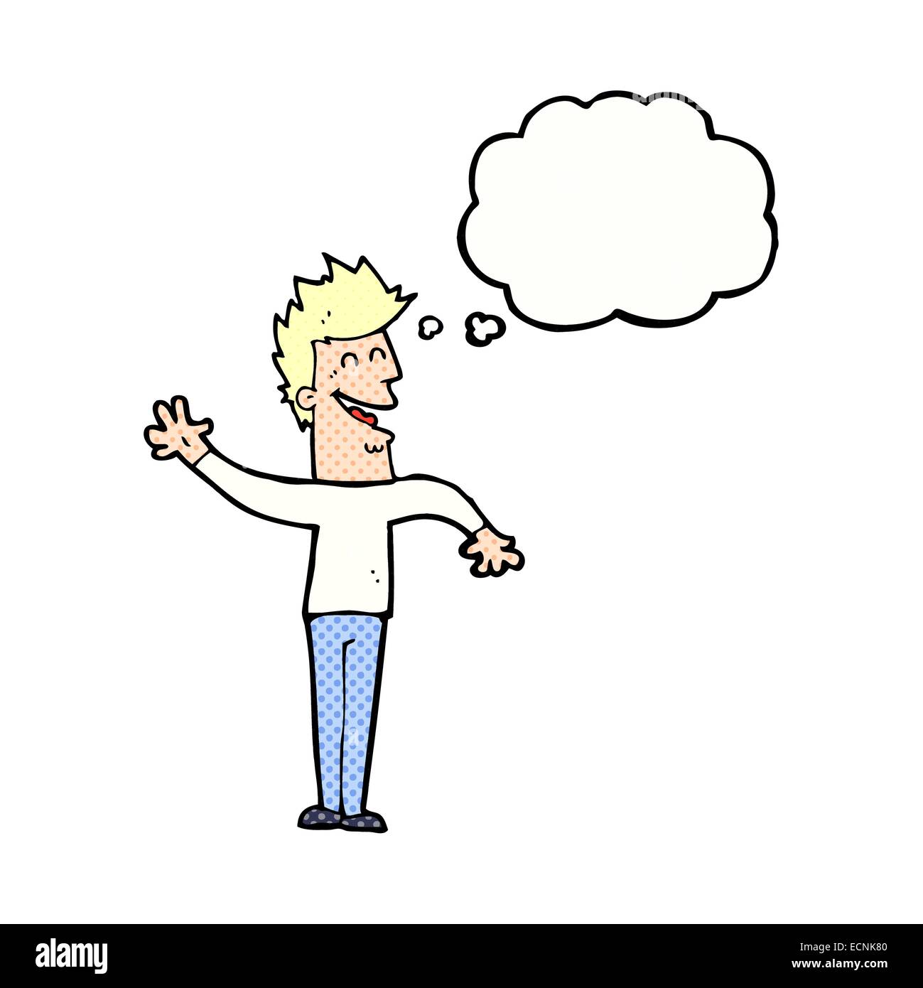 cartoon happy man waving with thought bubble Stock Vector Image & Art ...