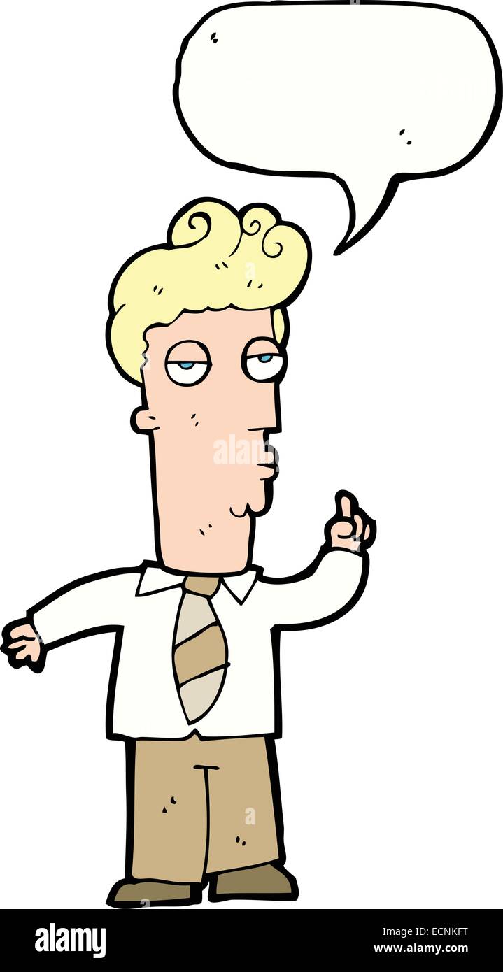 cartoon bored man asking question with speech bubble Stock Vector Image ...