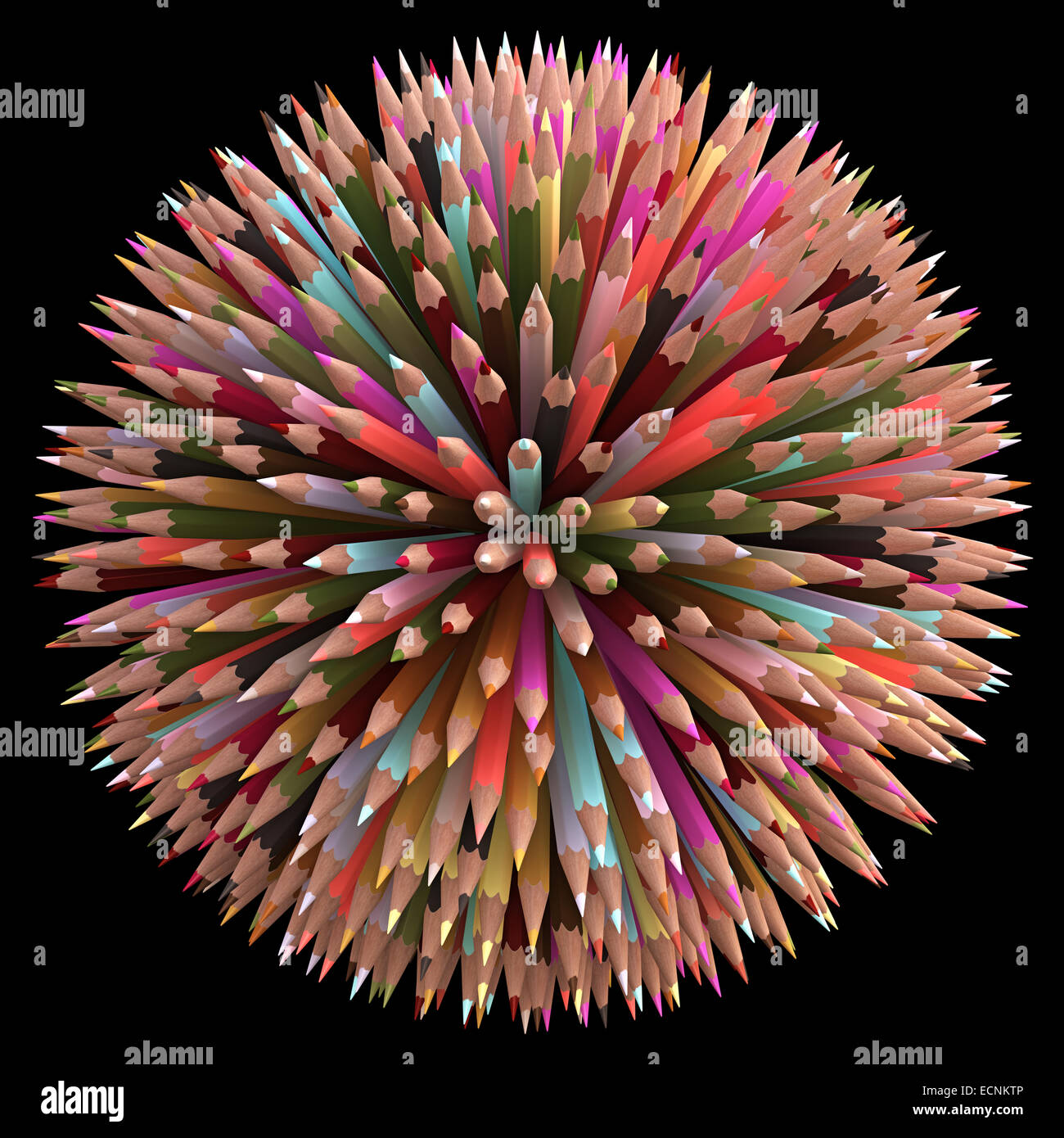 500 colored pencils arranged in sphere. Clipping path included Stock ...