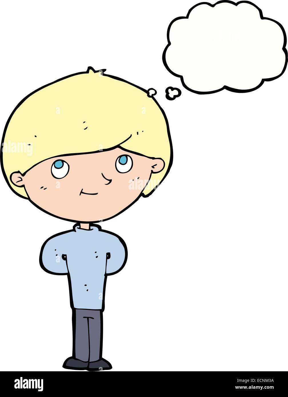 cartoon happy boy with thought bubble Stock Vector Image & Art - Alamy