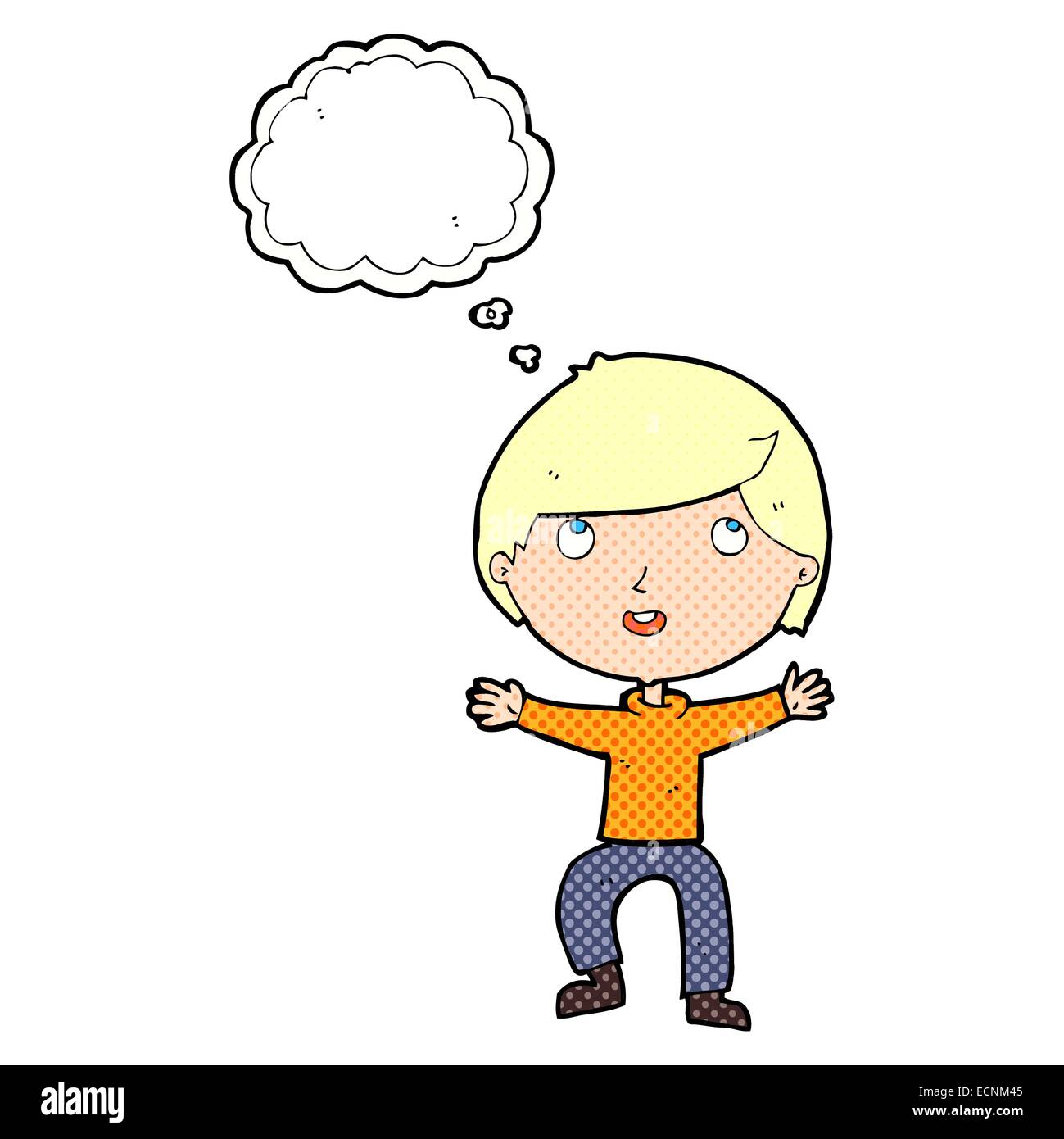 cartoon happy boy with thought bubble Stock Vector Image & Art - Alamy