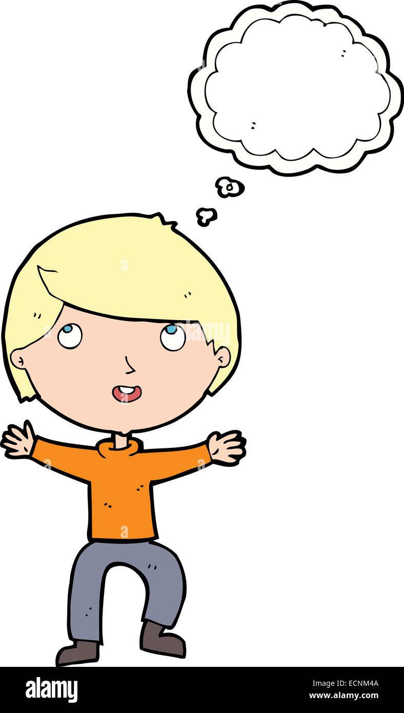 cartoon happy boy with thought bubble Stock Vector Image & Art - Alamy