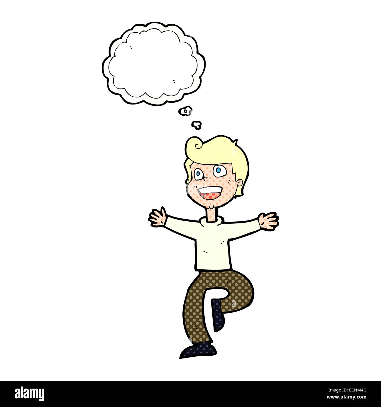 cartoon excited boy with thought bubble Stock Vector Image & Art - Alamy