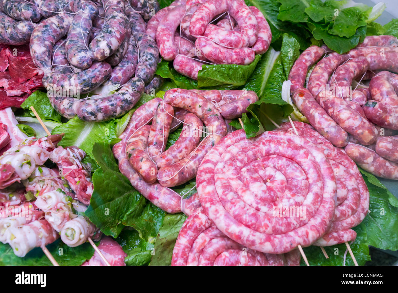 Meats and prepared Italian craft butcher Sicilian Stock Photo - Alamy