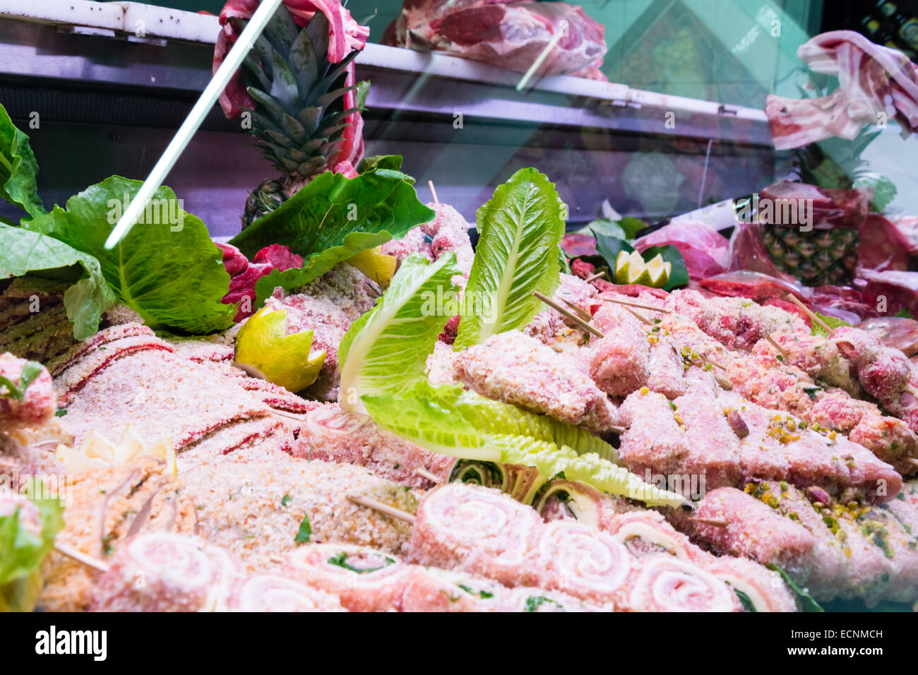 Meats and prepared Italian craft butcher Sicilian Stock Photo - Alamy