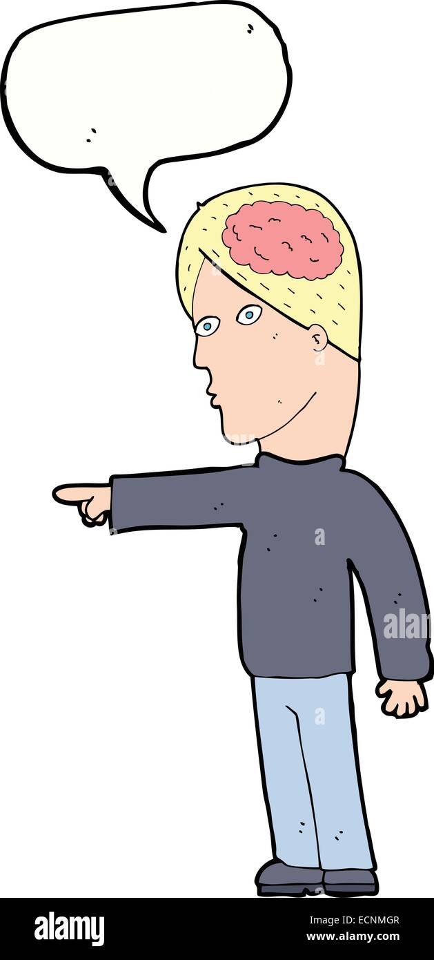 cartoon clever man pointing with speech bubble Stock Vector Image & Art ...