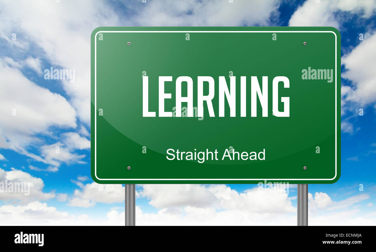 Learning on Highway Signpost Stock Photo - Alamy