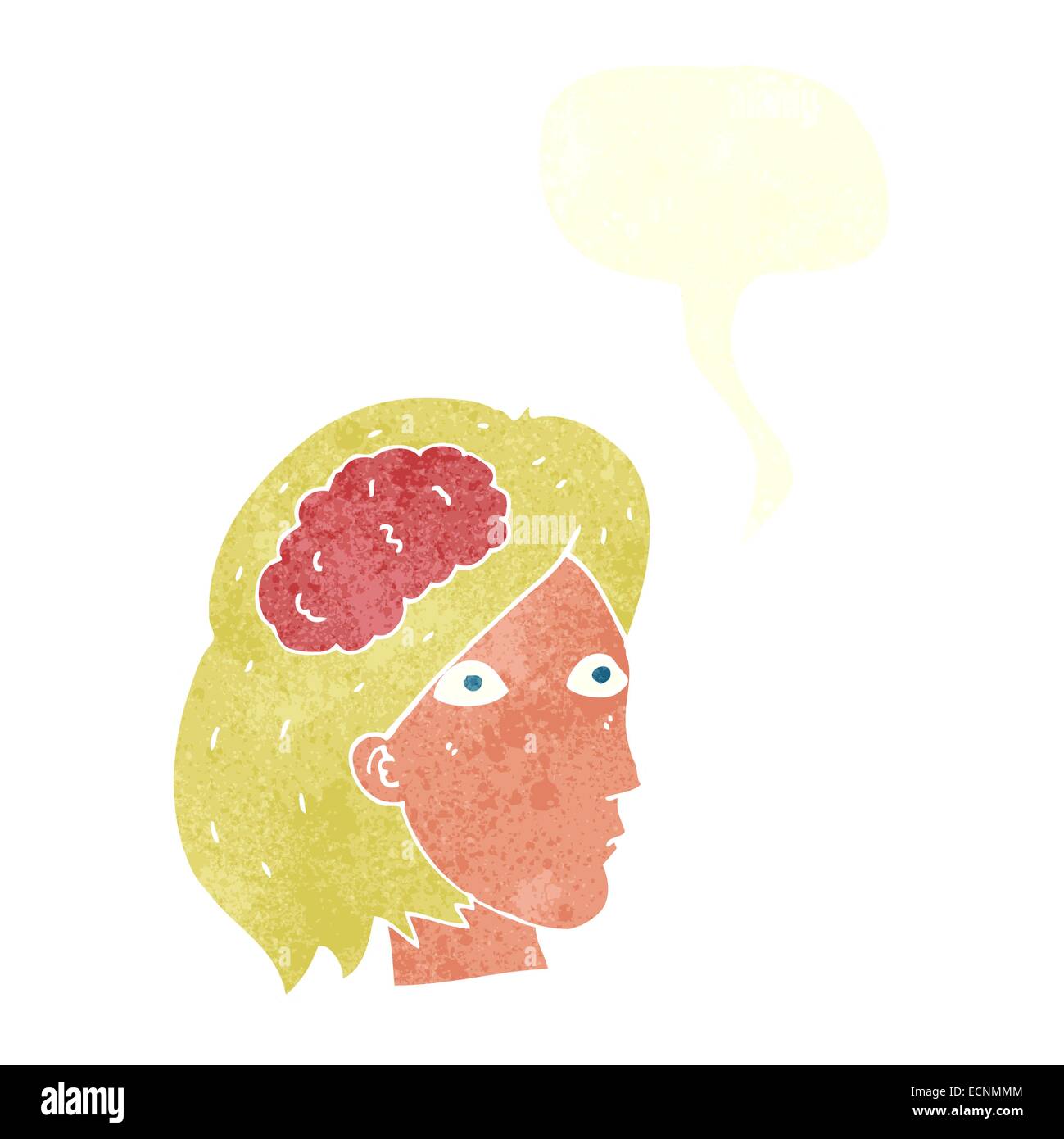 cartoon female head with brain symbol with speech bubble Stock Vector ...