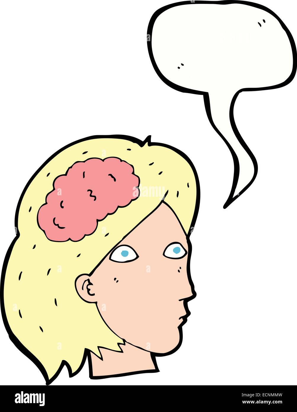 Cartoon female head brain symbol Cut Out Stock Images & Pictures - Alamy