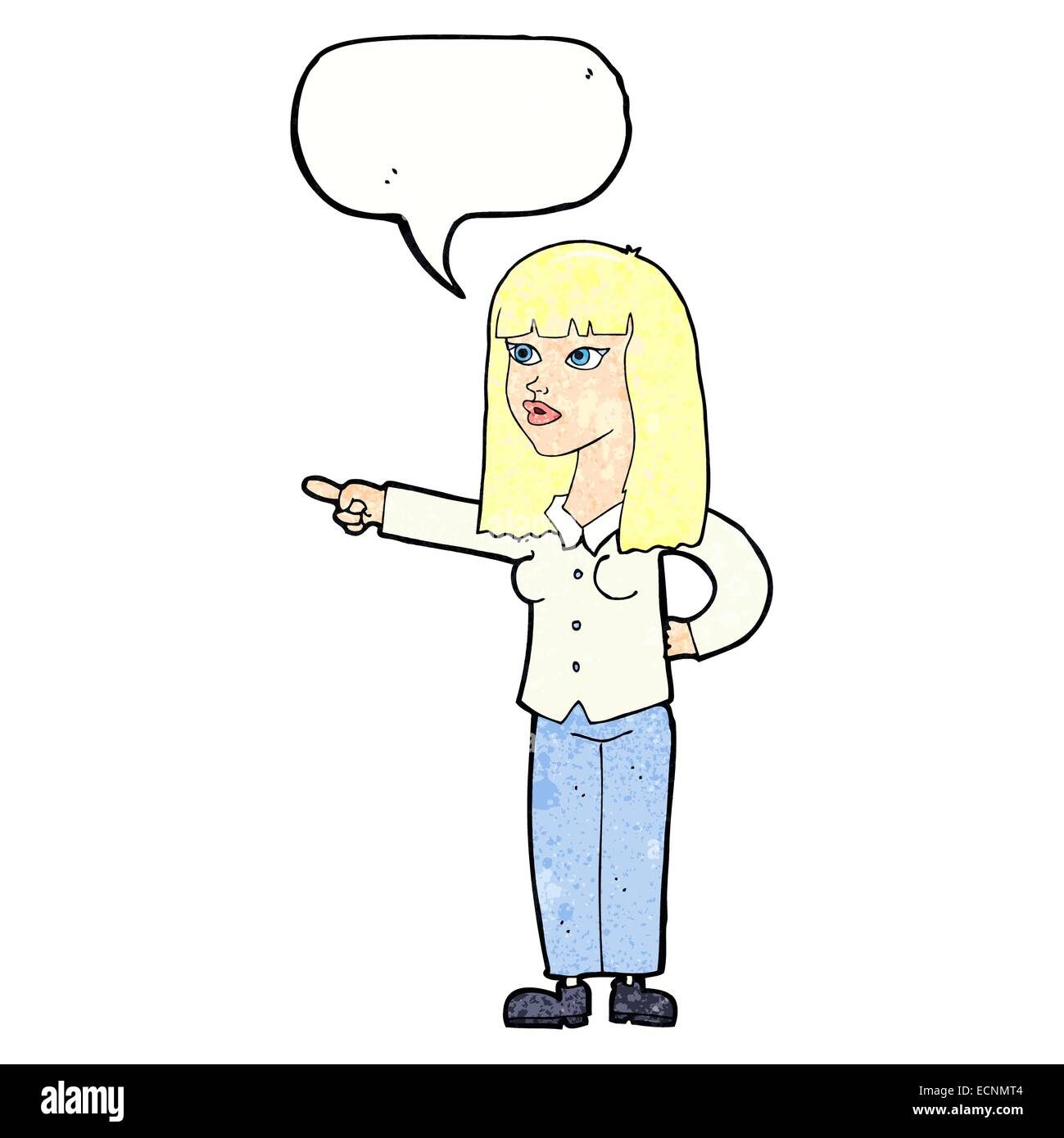 Cartoon Pretty Woman Pointing With Speech Bubble Stock Vector Image