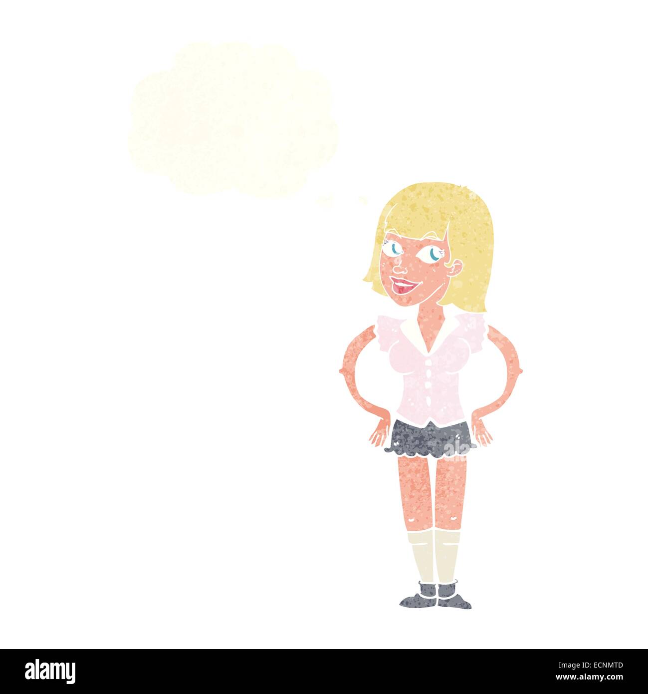 cartoon woman with hands on hips with thought bubble Stock Vector Image ...