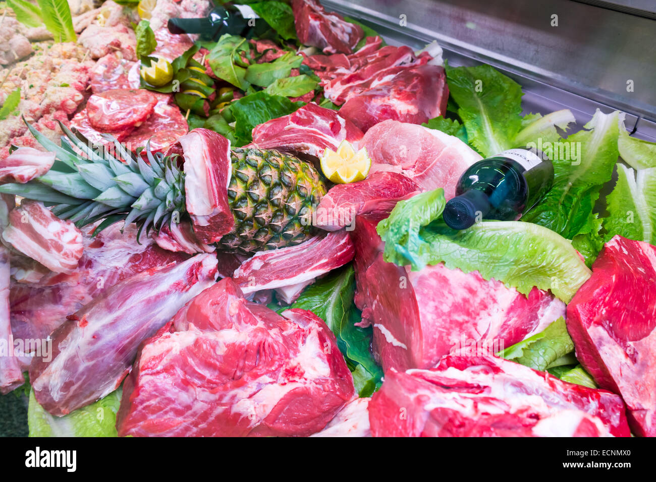 Meats and prepared Italian craft butcher Sicilian Stock Photo - Alamy