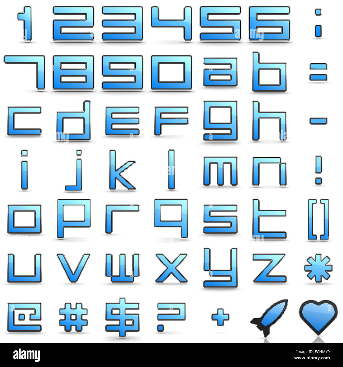 Alphabet and Punctuation Signs in Digital Style Stock Photo - Alamy