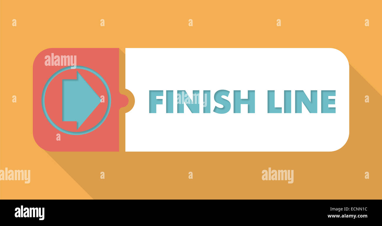 Finish Line on Blue Background in Flat Design Stock Photo - Alamy