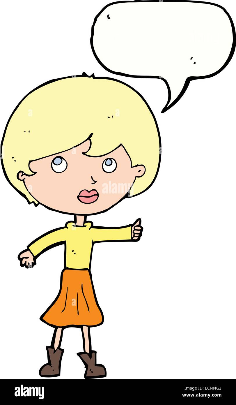 cartoon woman asking question with speech bubble Stock Vector Image ...