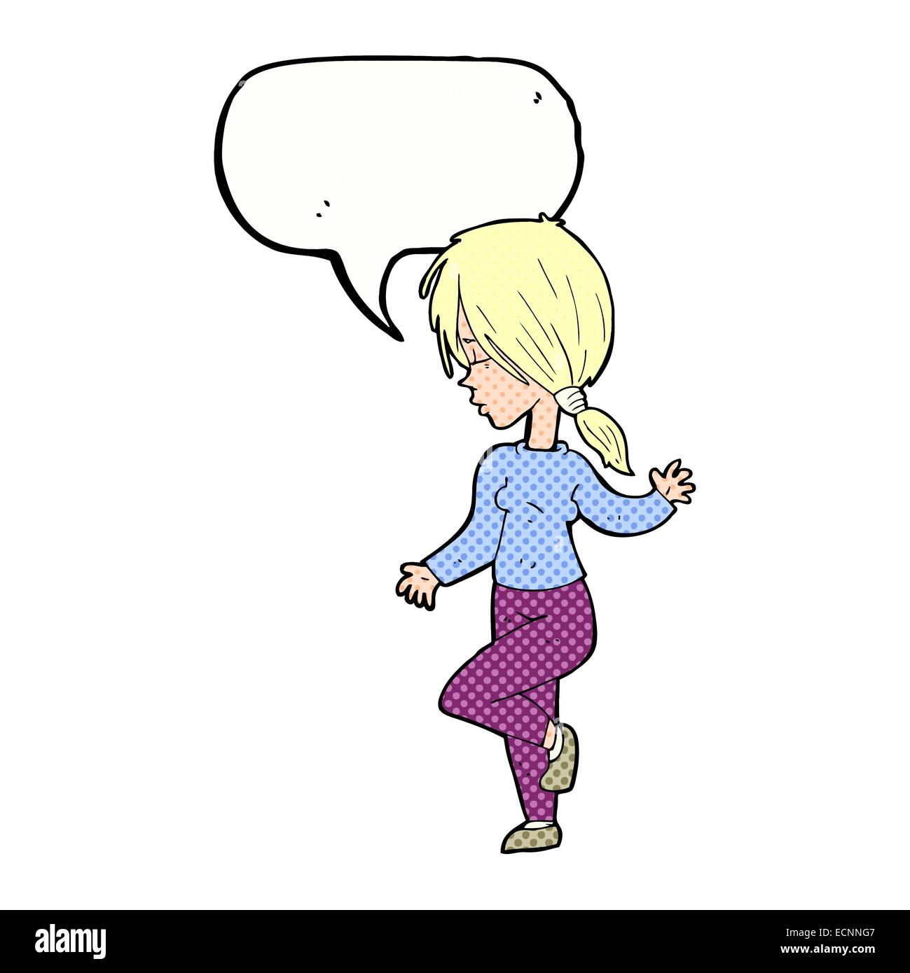 cartoon girl dancing with speech bubble Stock Vector Image & Art - Alamy