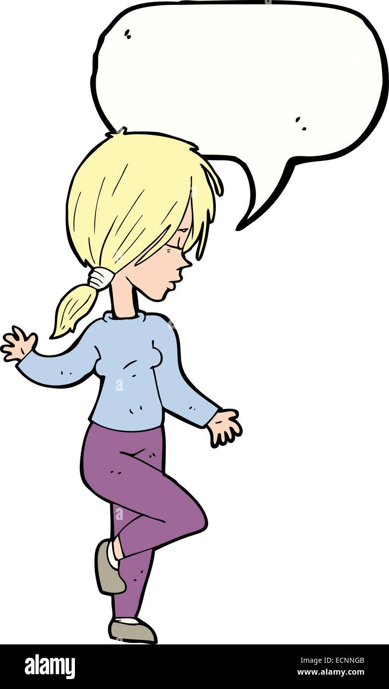 cartoon girl dancing with speech bubble Stock Vector Image & Art - Alamy