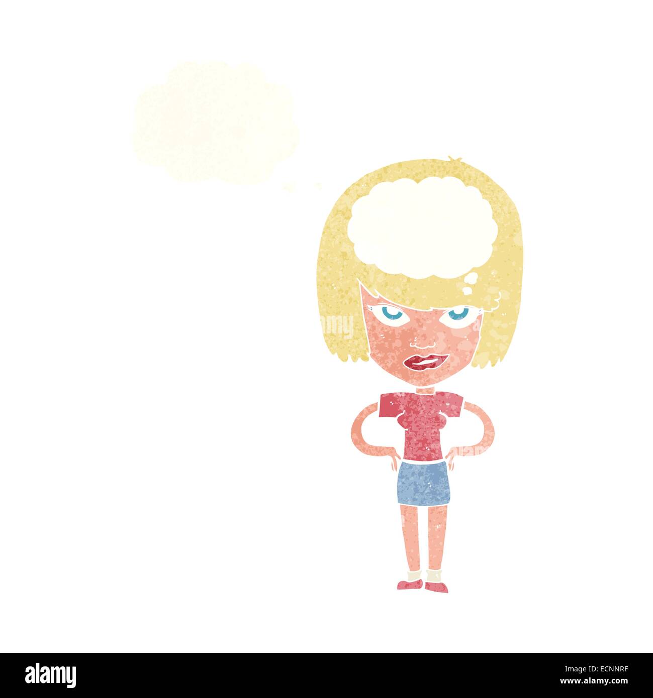 cartoon woman thinking with thought bubble Stock Vector Image & Art - Alamy