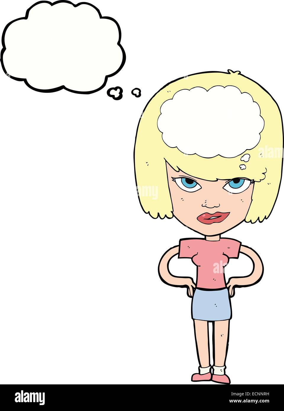 cartoon woman thinking with thought bubble Stock Vector Image & Art - Alamy