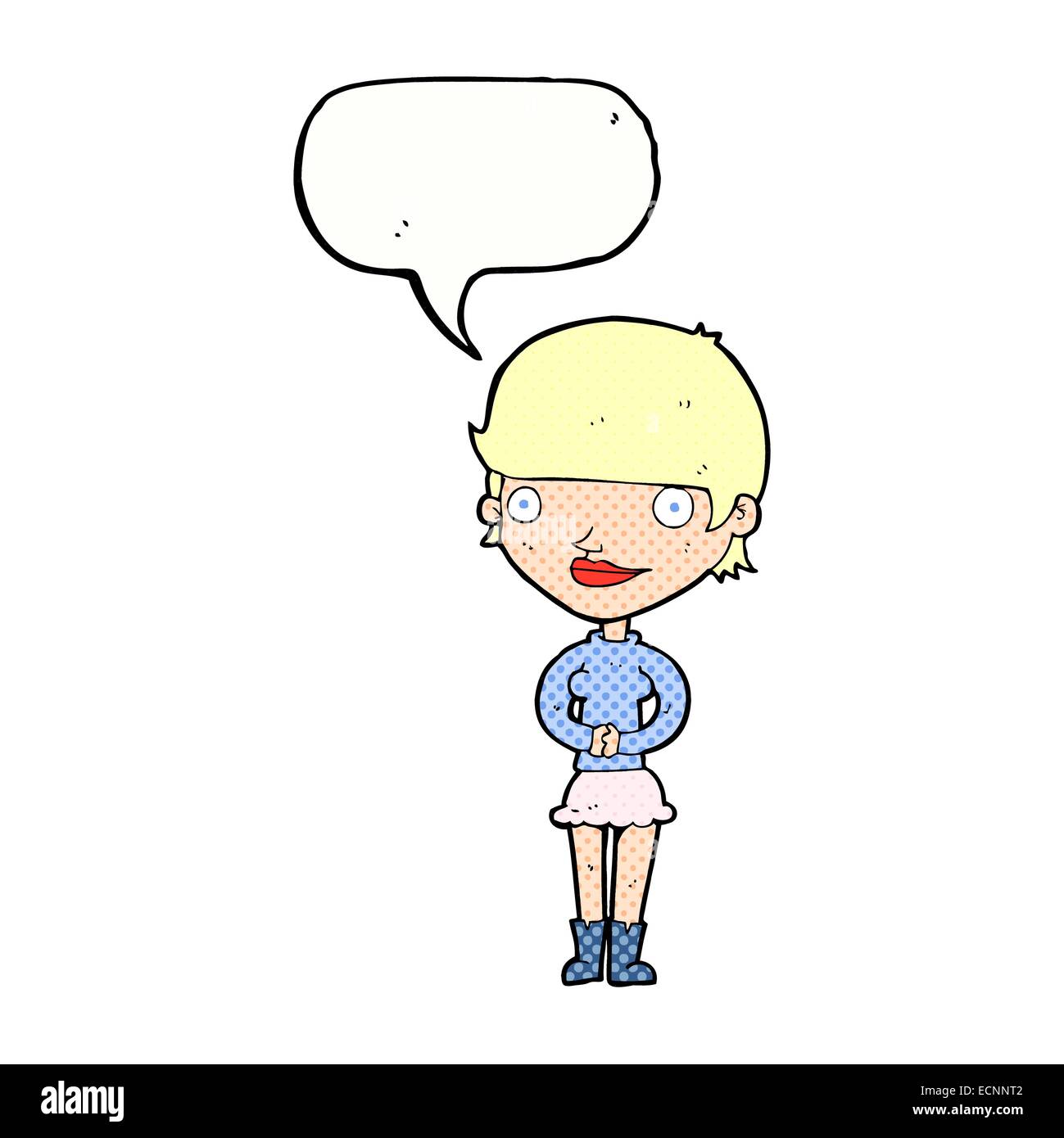 cartoon friendly woman with speech bubble Stock Vector Image & Art - Alamy