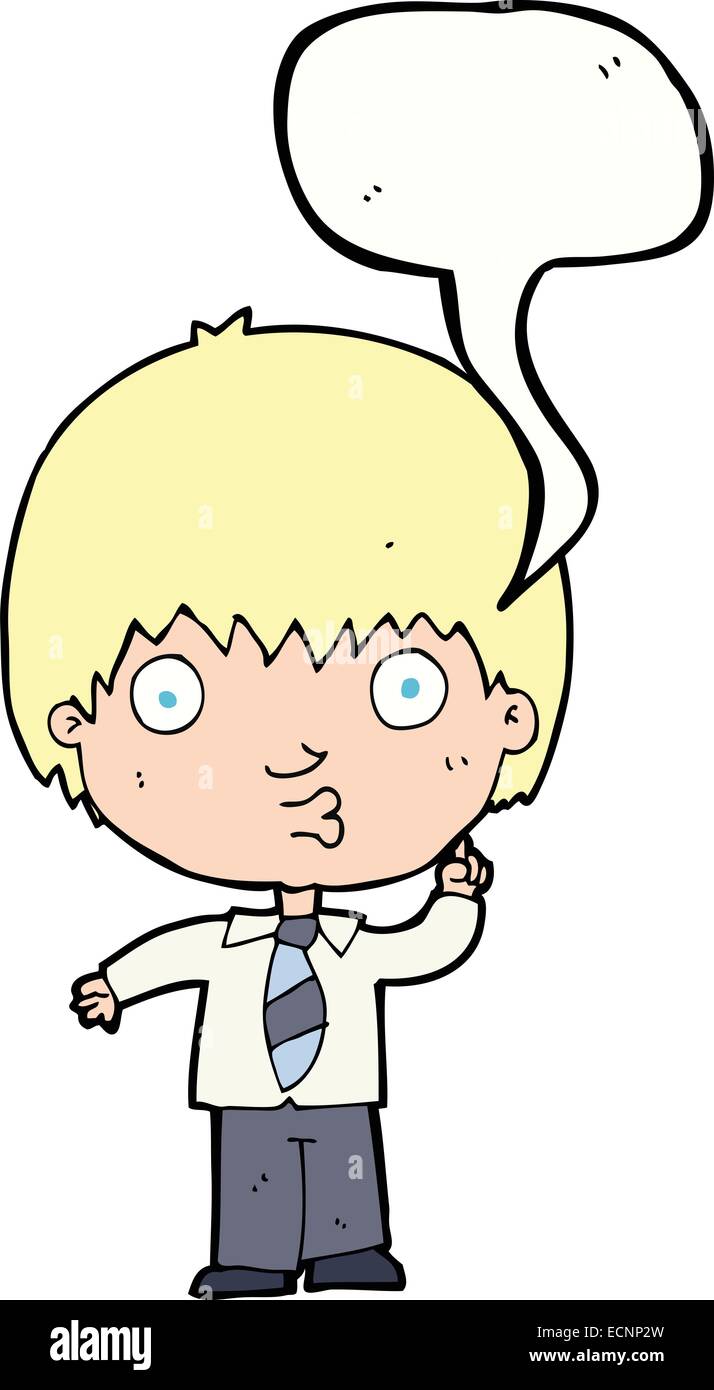 cartoon school boy answering question with speech bubble Stock Vector ...
