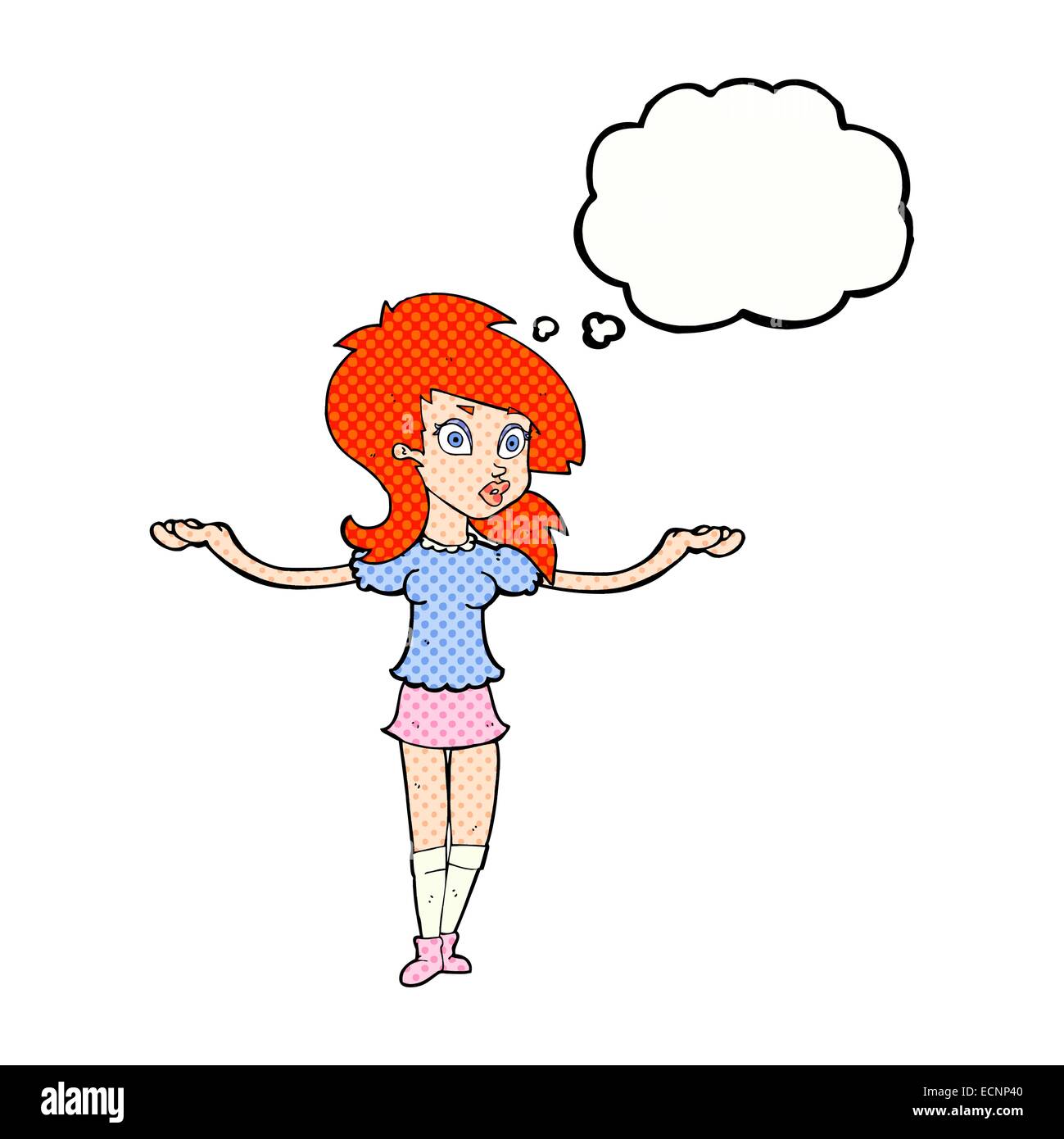 cartoon confused pretty girl with thought bubble Stock Vector Image ...
