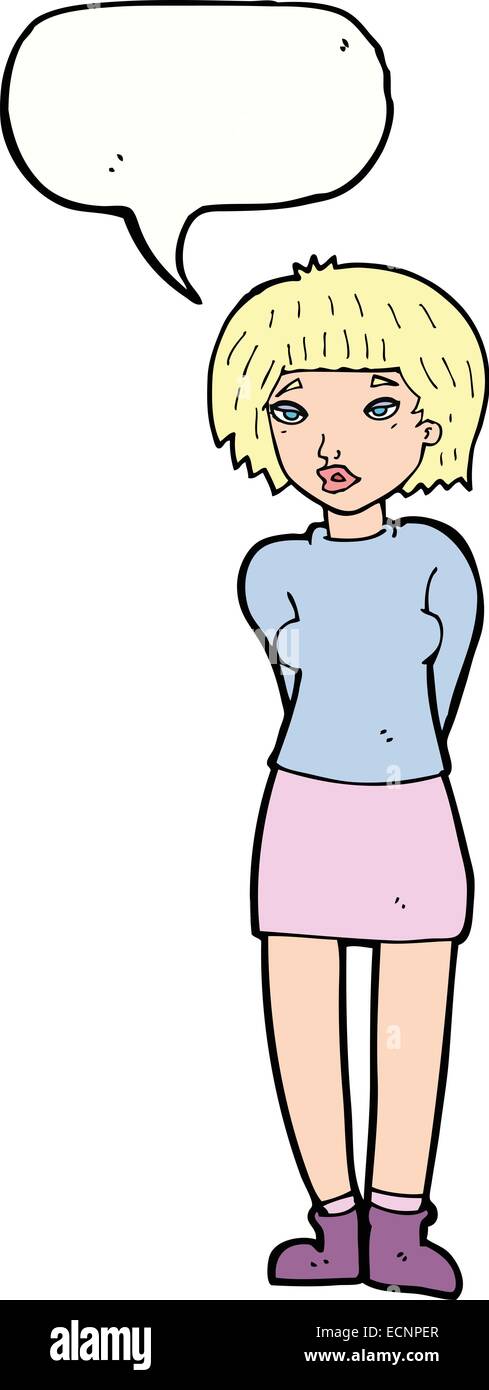 cartoon shy woman with speech bubble Stock Vector Image & Art - Alamy