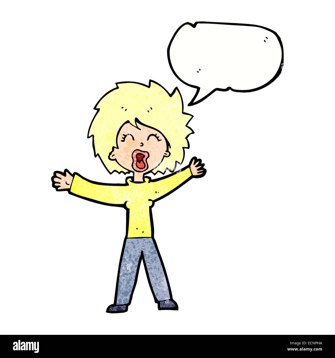 cartoon woman shouting with speech bubble Stock Vector Image & Art - Alamy