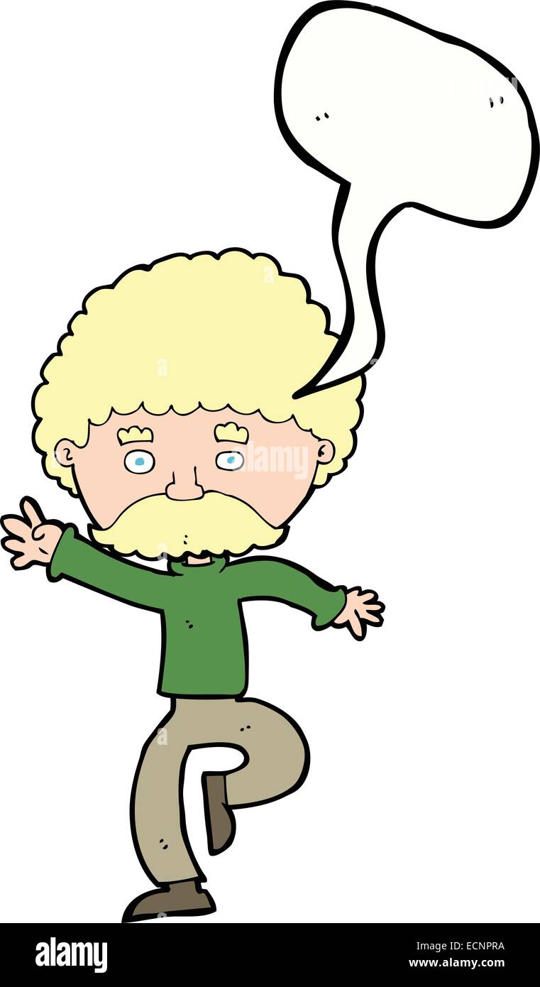 cartoon mustache man disco dancing with speech bubble Stock Vector ...