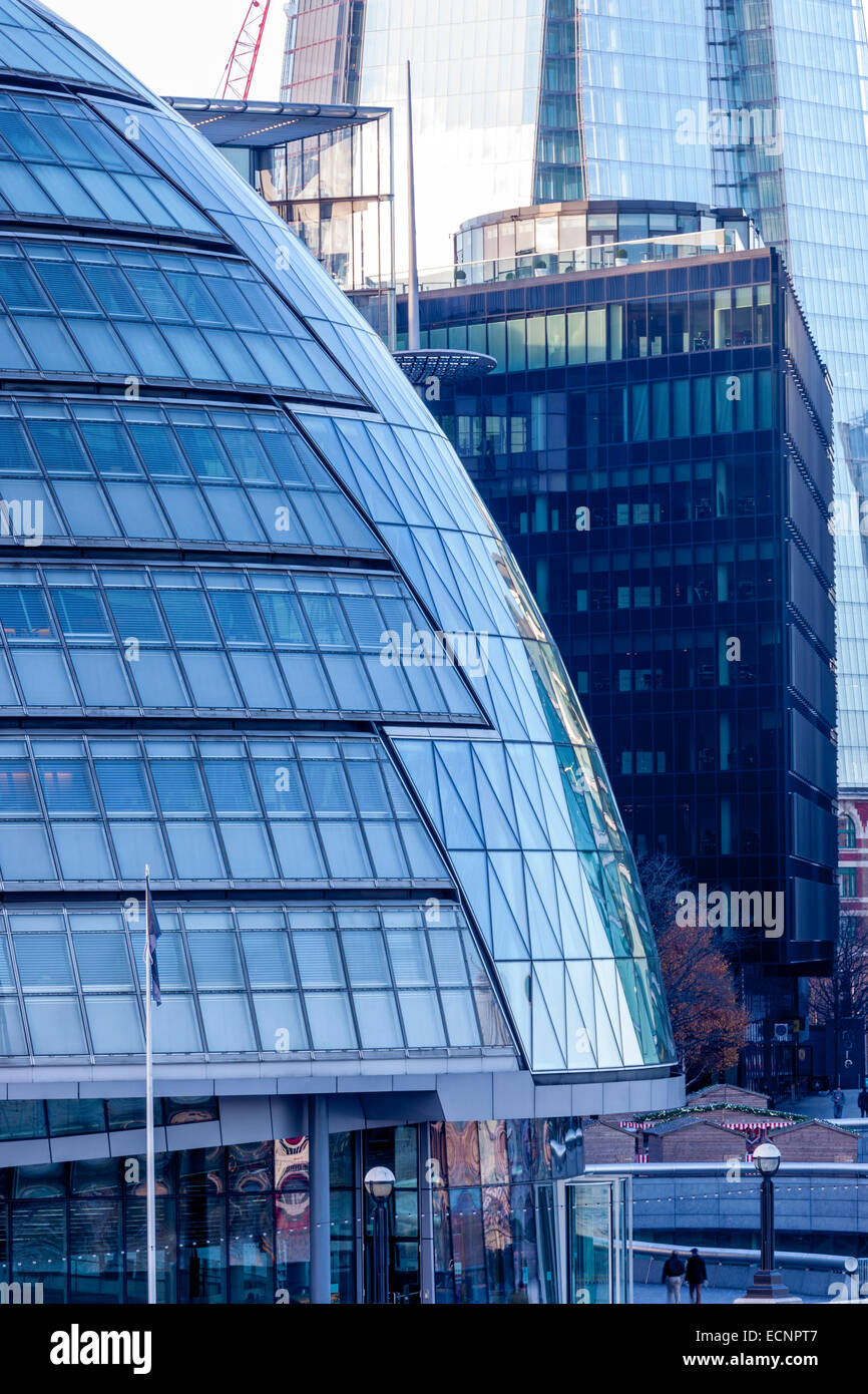 City Hall, The Shard and More London Development, London, England Stock ...