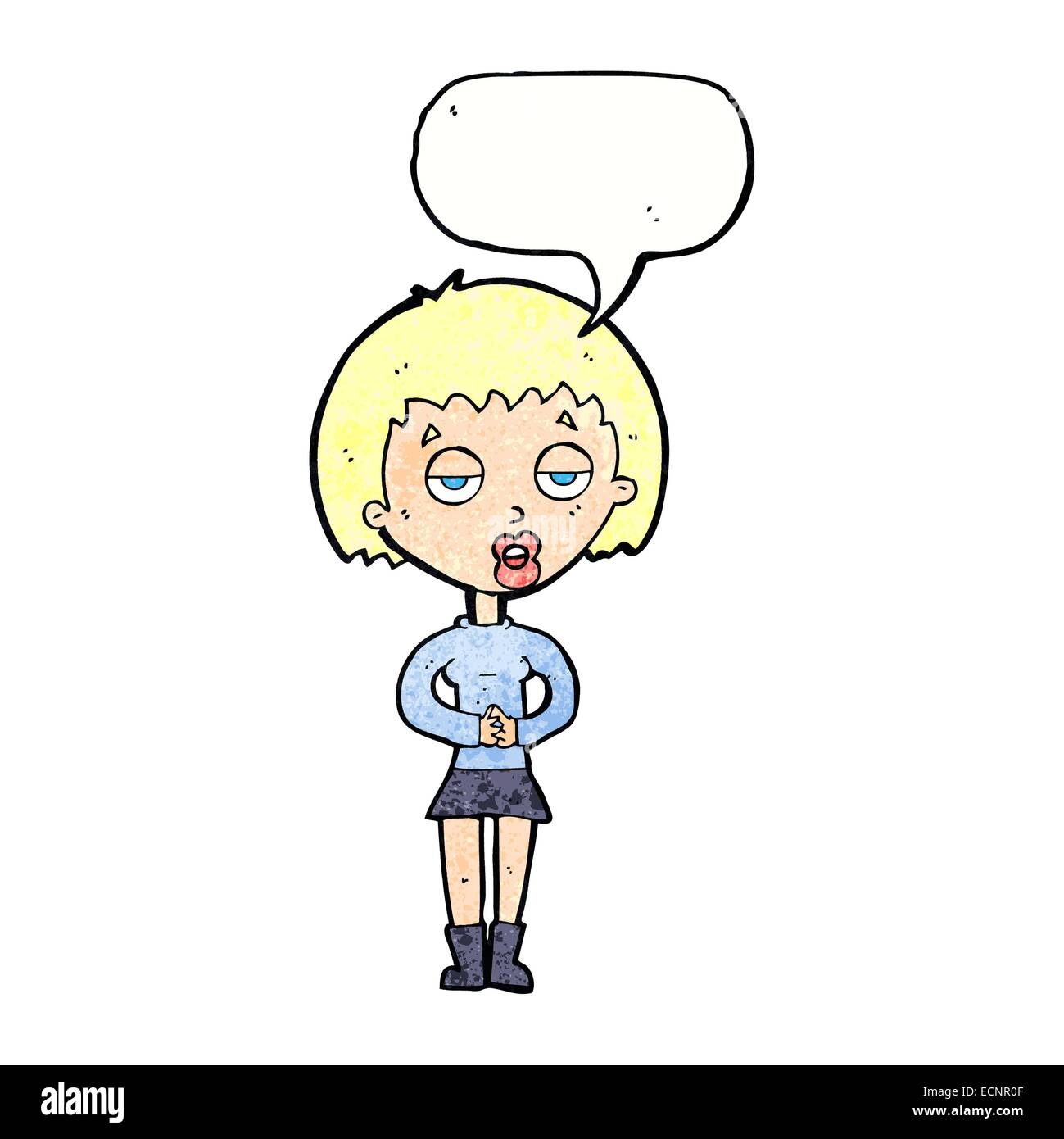 cartoon bored woman waiting with speech bubble Stock Vector Image & Art ...