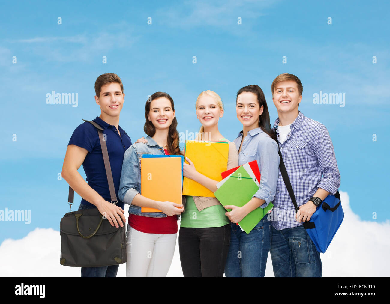 group of smiling students standing Stock Photo - Alamy