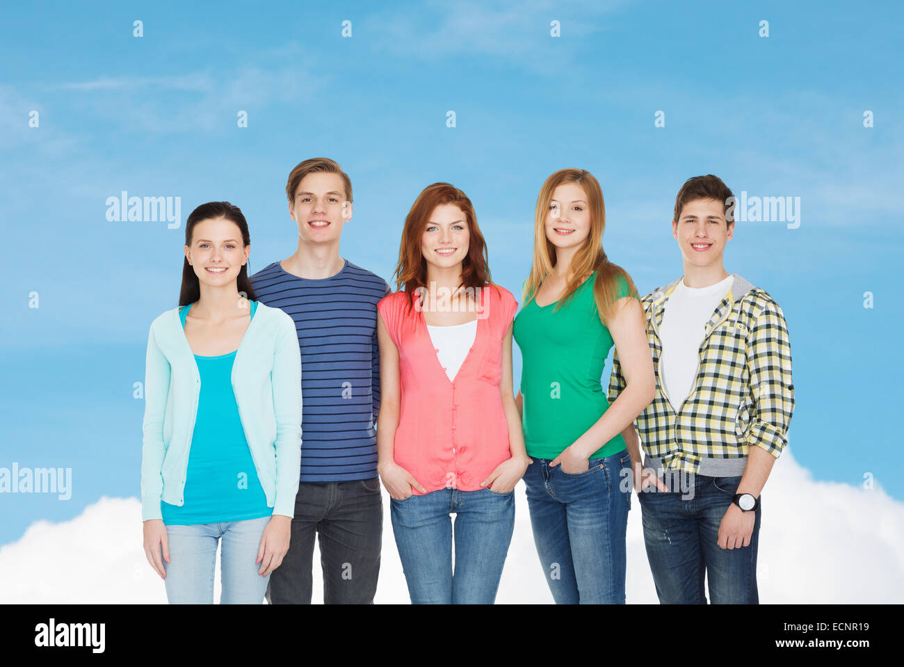 group of smiling students standing Stock Photo - Alamy