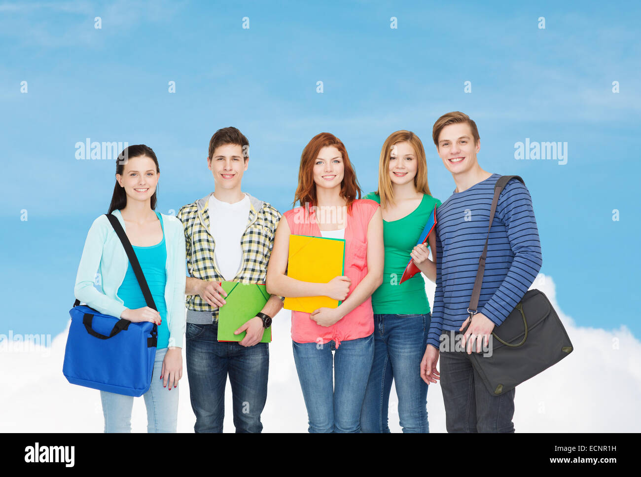group of smiling students standing Stock Photo - Alamy