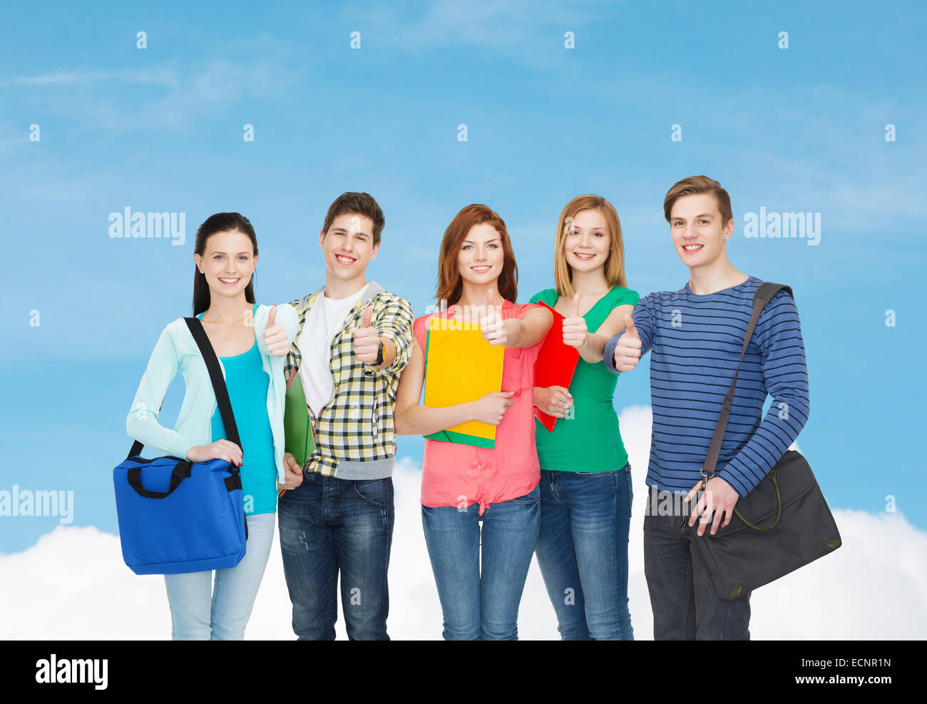 group of smiling students standing Stock Photo - Alamy