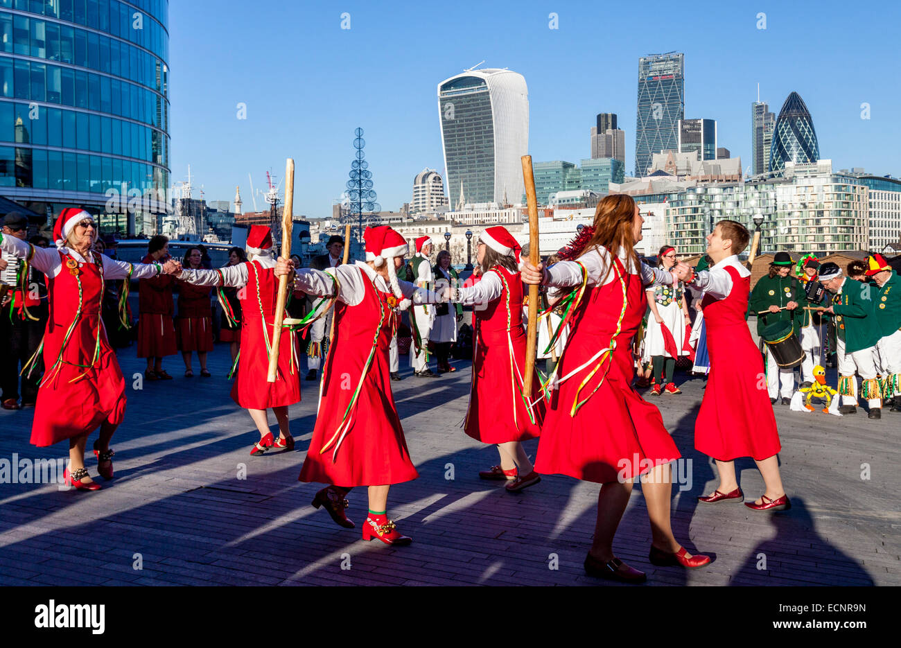 The Dacre Female Morris Dancers Perform Outside City Hall, London ...