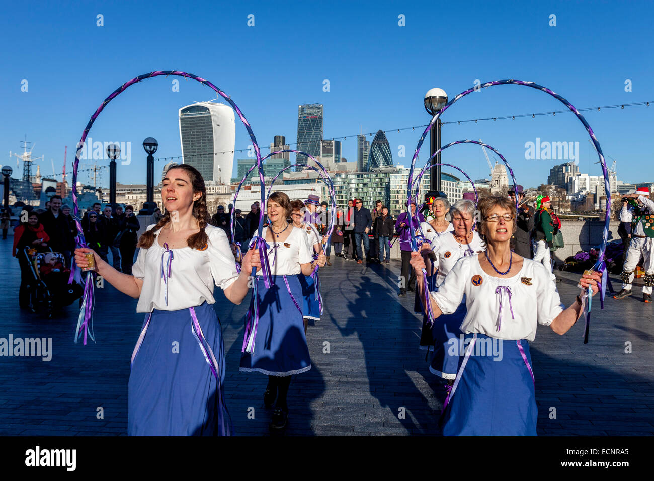 The Marlings Female Morris Dancers Perform Outside City Hall, London ...